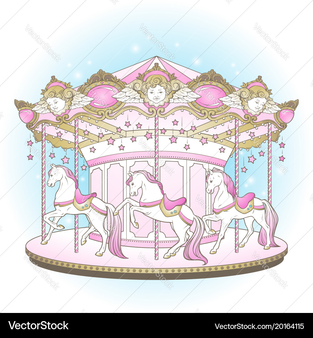 Pastel Carousel Horses Royalty Free Vector Image
