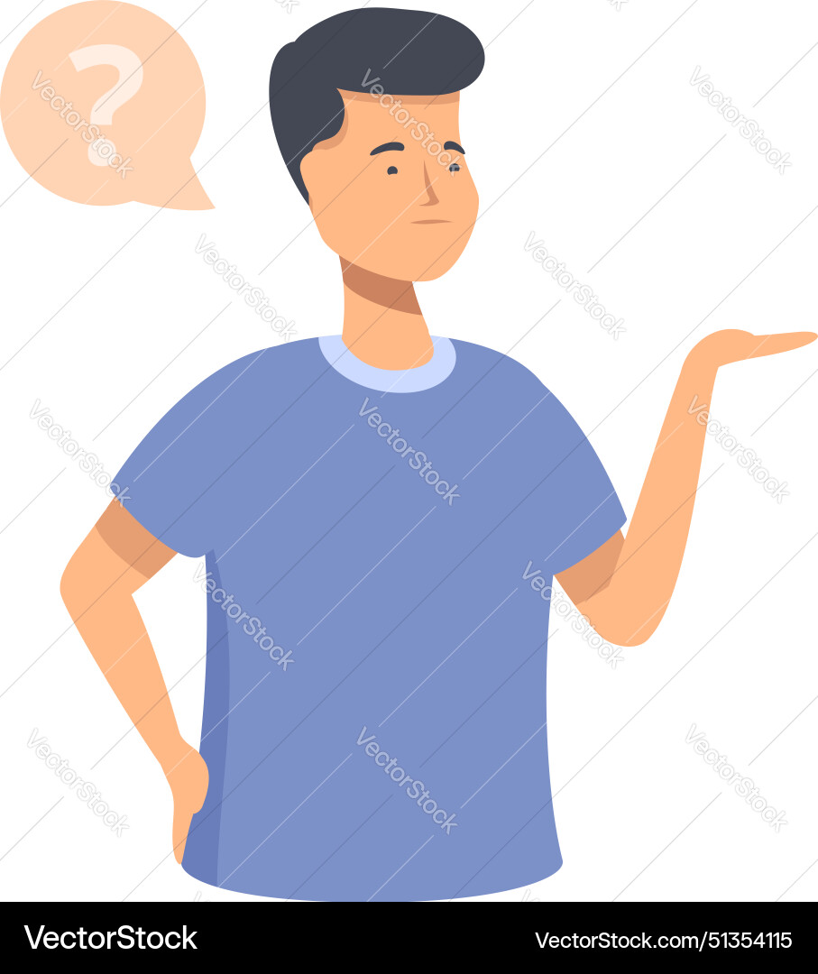 Pensive man with question mark Royalty Free Vector Image
