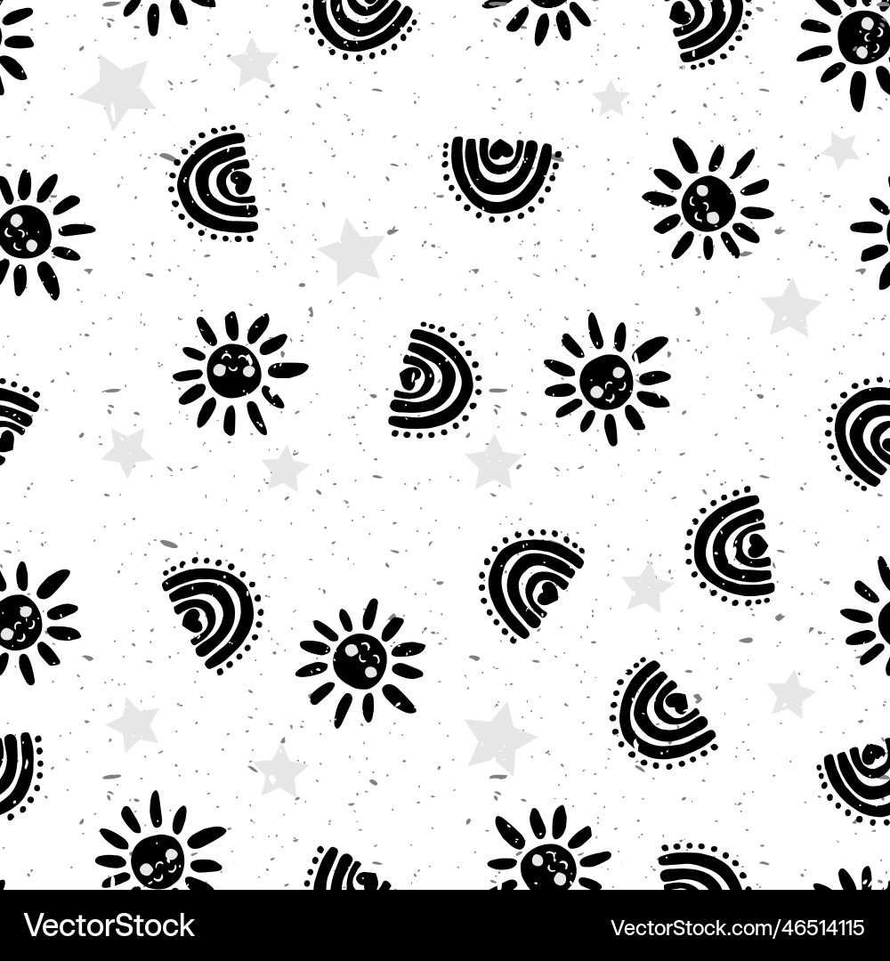 Rainbow Sun Seamless Pattern Royalty Free Vector Image