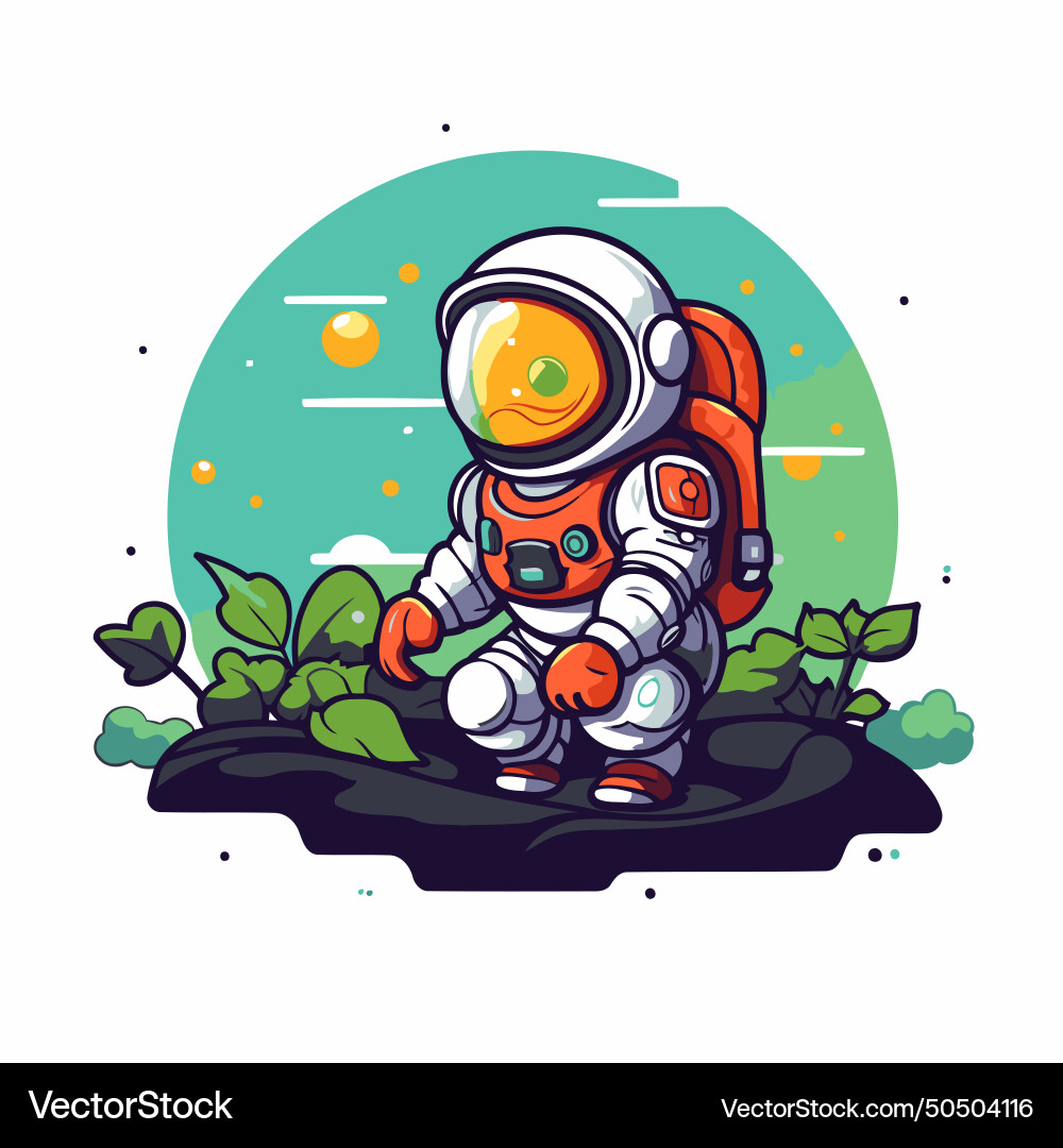 Astronaut on the planet in space Royalty Free Vector Image