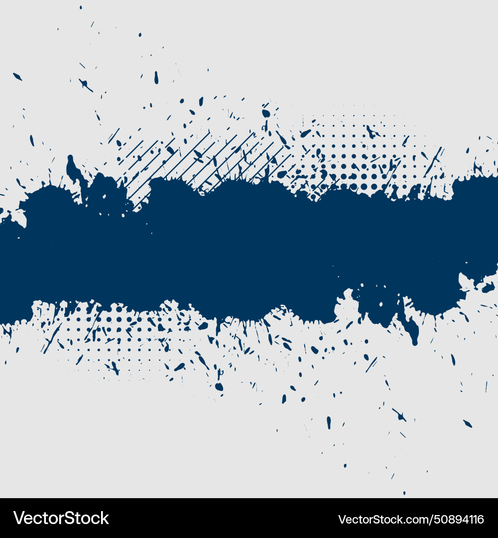 Blue and white paint splatter grunge halftone Vector Image