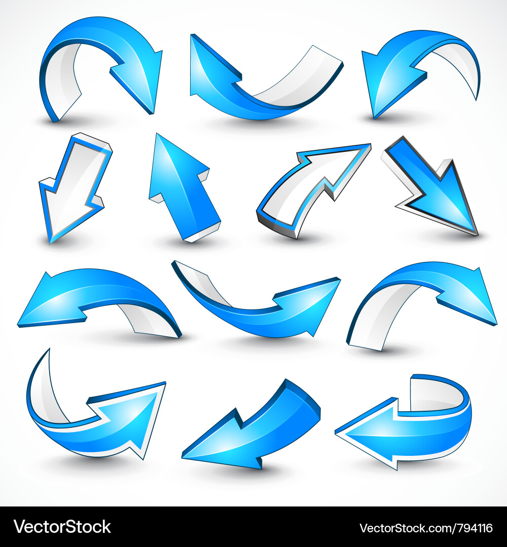 Blue Arrow Set Royalty Free Vector Image - VectorStock