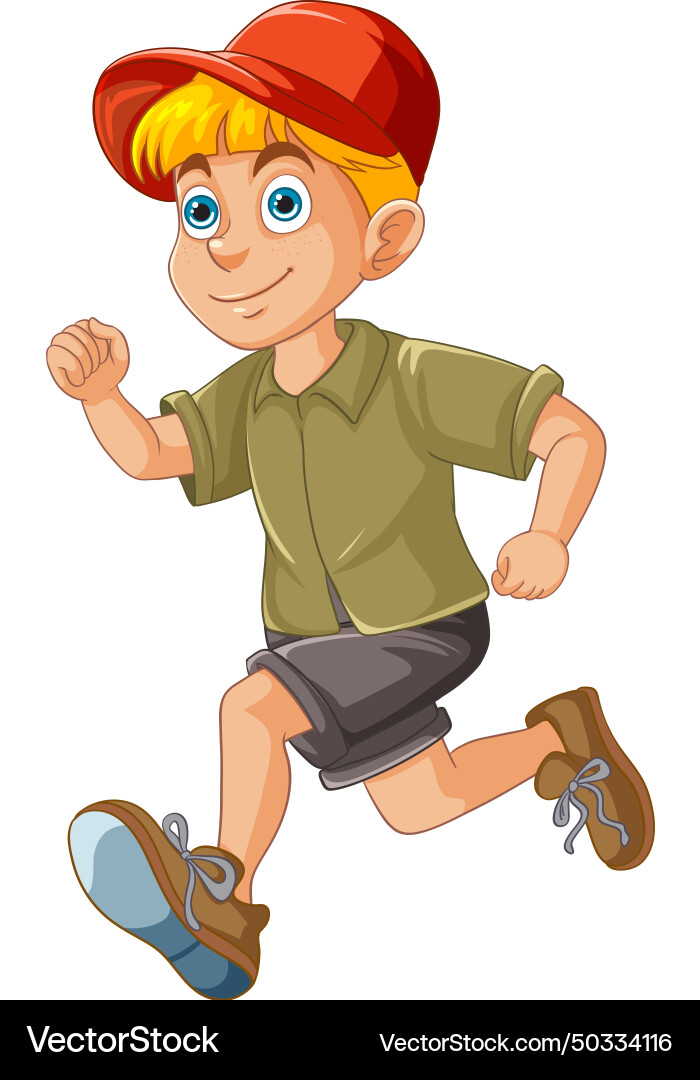 Cartoon boy running with a happy expression Vector Image
