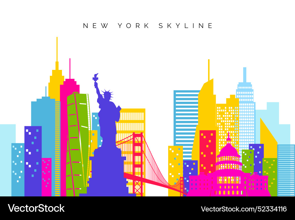 Colorful landmarks skyline Royalty Free Vector Image