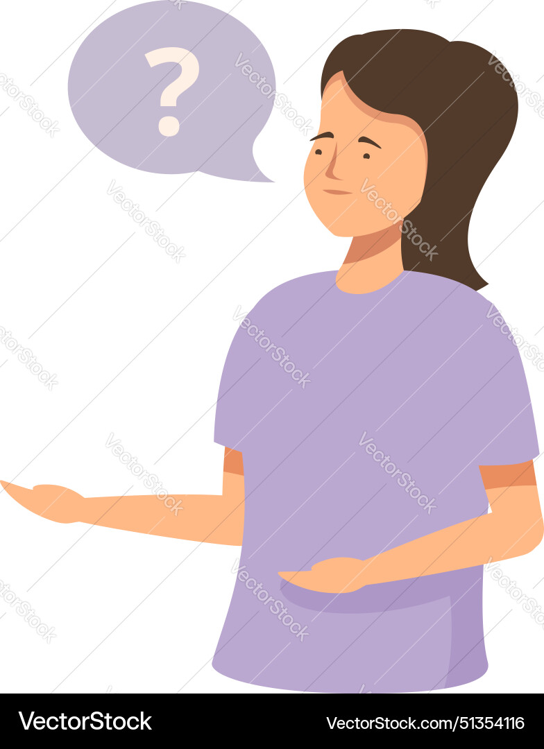 Confused woman with question mark Royalty Free Vector Image
