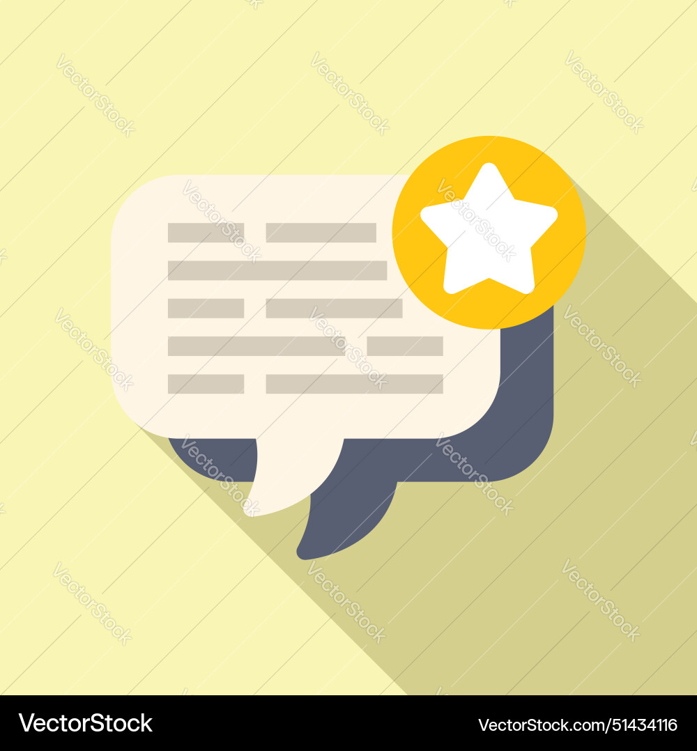 Flat design chat bubble with star icon Royalty Free Vector
