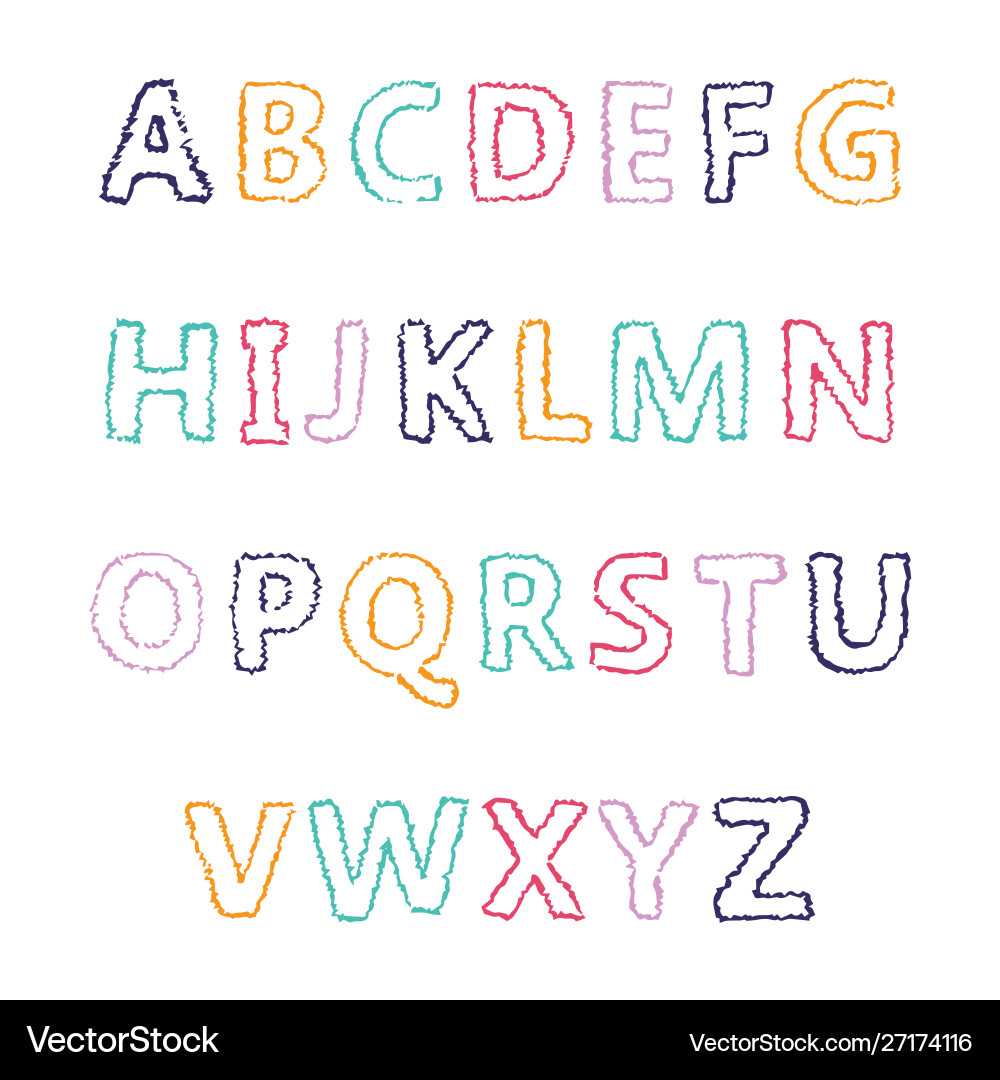 Hand drawn latin alphabet Royalty Free Vector Image