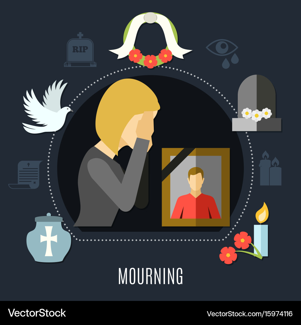 Mourning concept set Royalty Free Vector Image