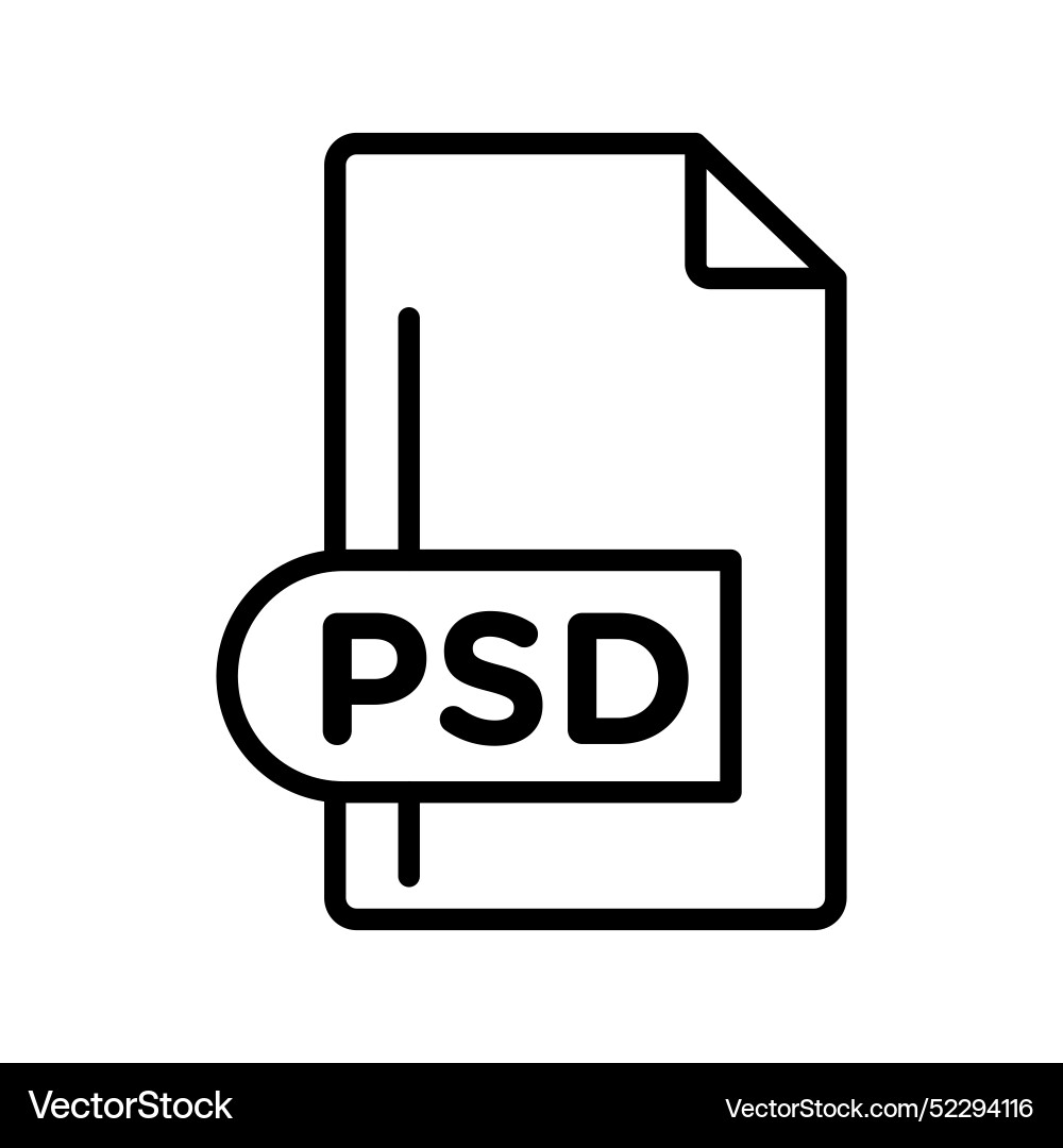 Psd file format icon linear logo mark in black Vector Image