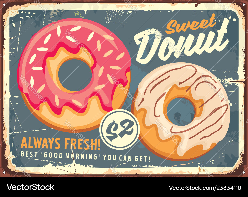 Retro Donut Shop Sign Royalty Free Vector Image