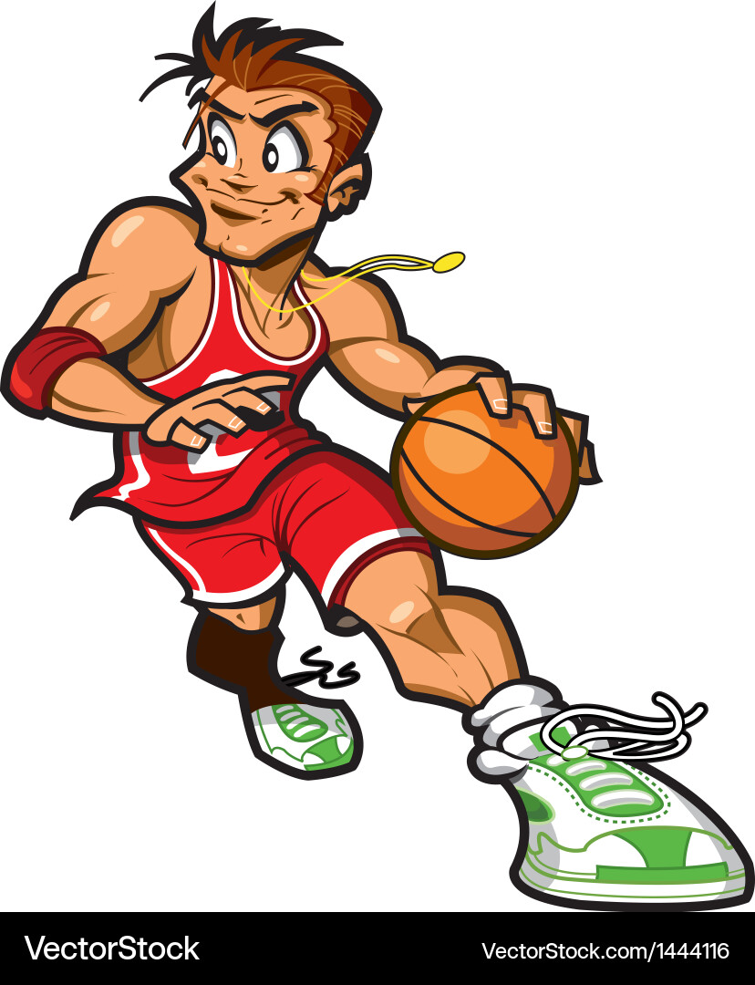 Smiling Basketball Player Shooting Royalty Free Vector Image