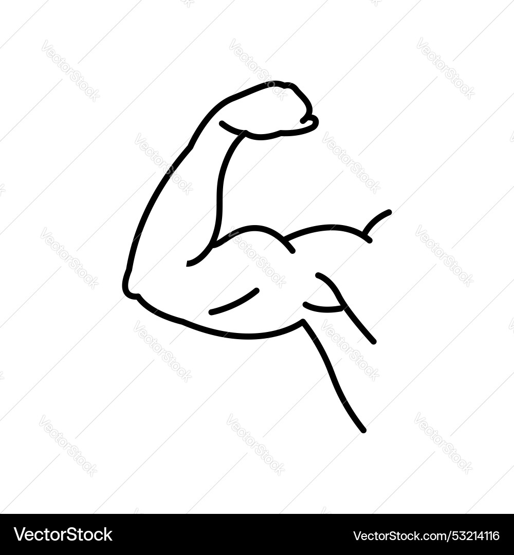 Strong arm line icon isolated on white background Vector Image