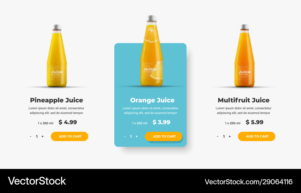 Ui product card template for web site design Vector Image