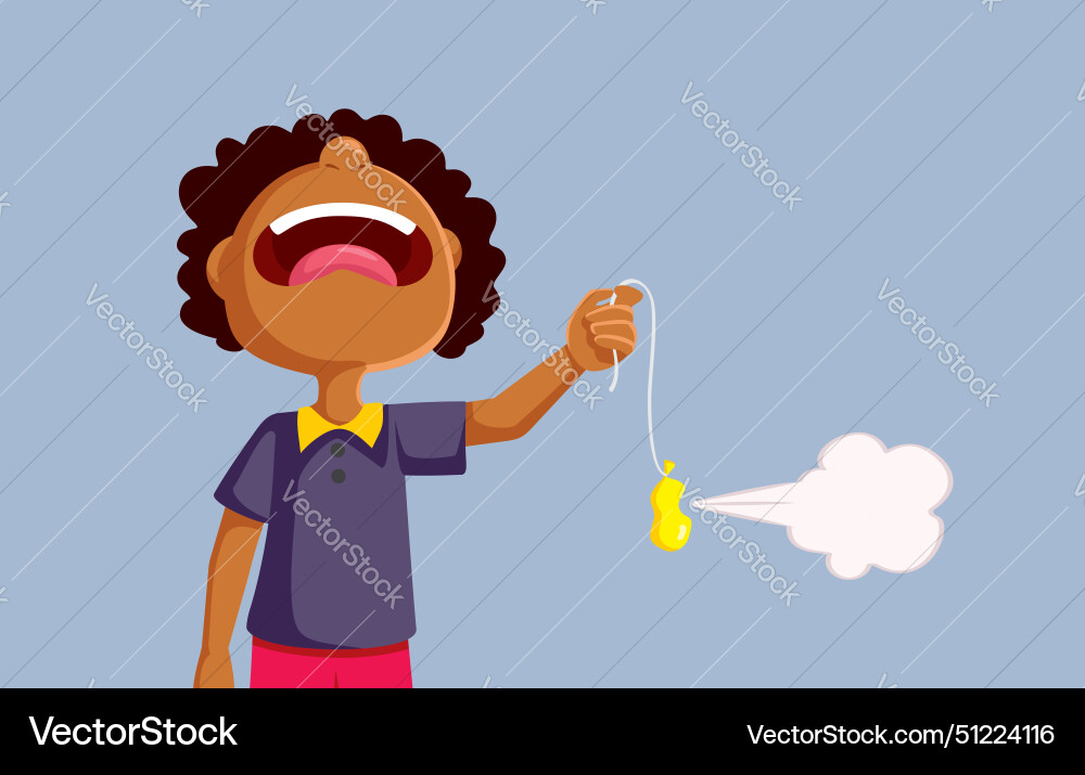 Unhappy child crying because his balloon broke Vector Image