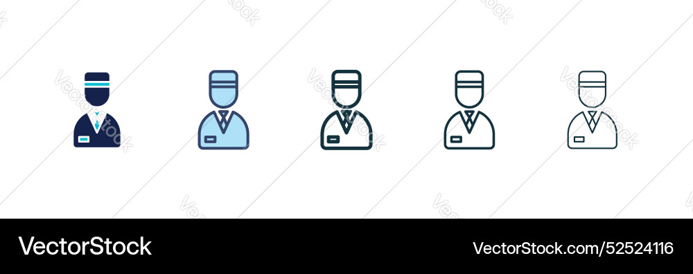 Valet icon set black filled and outlined style Vector Image