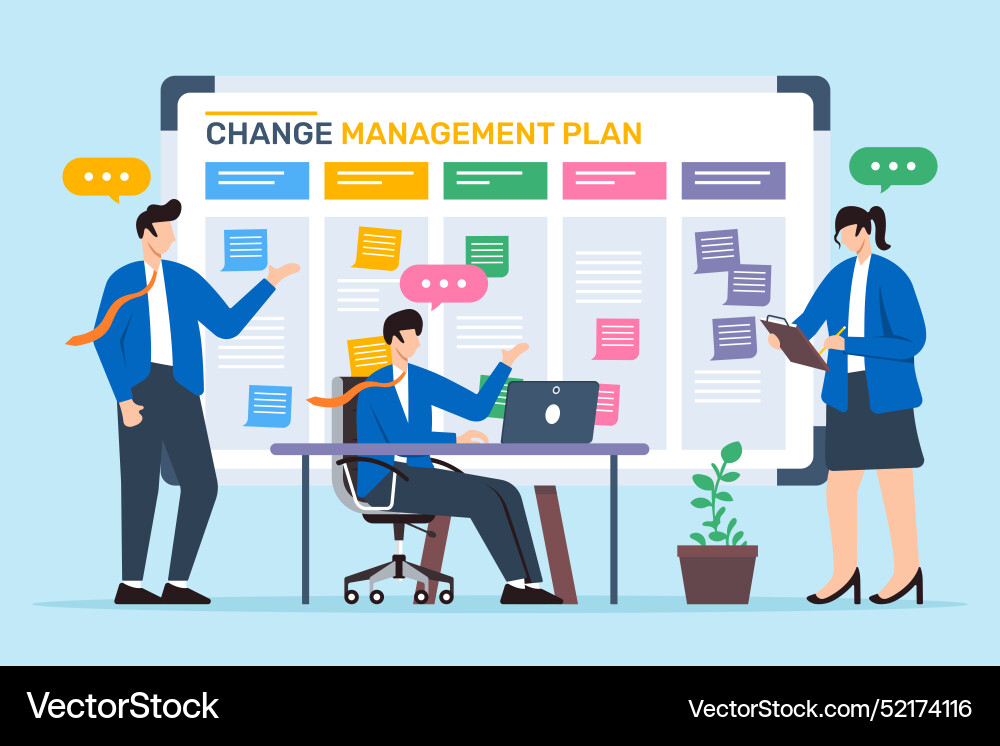 Working together in change management plan Vector Image