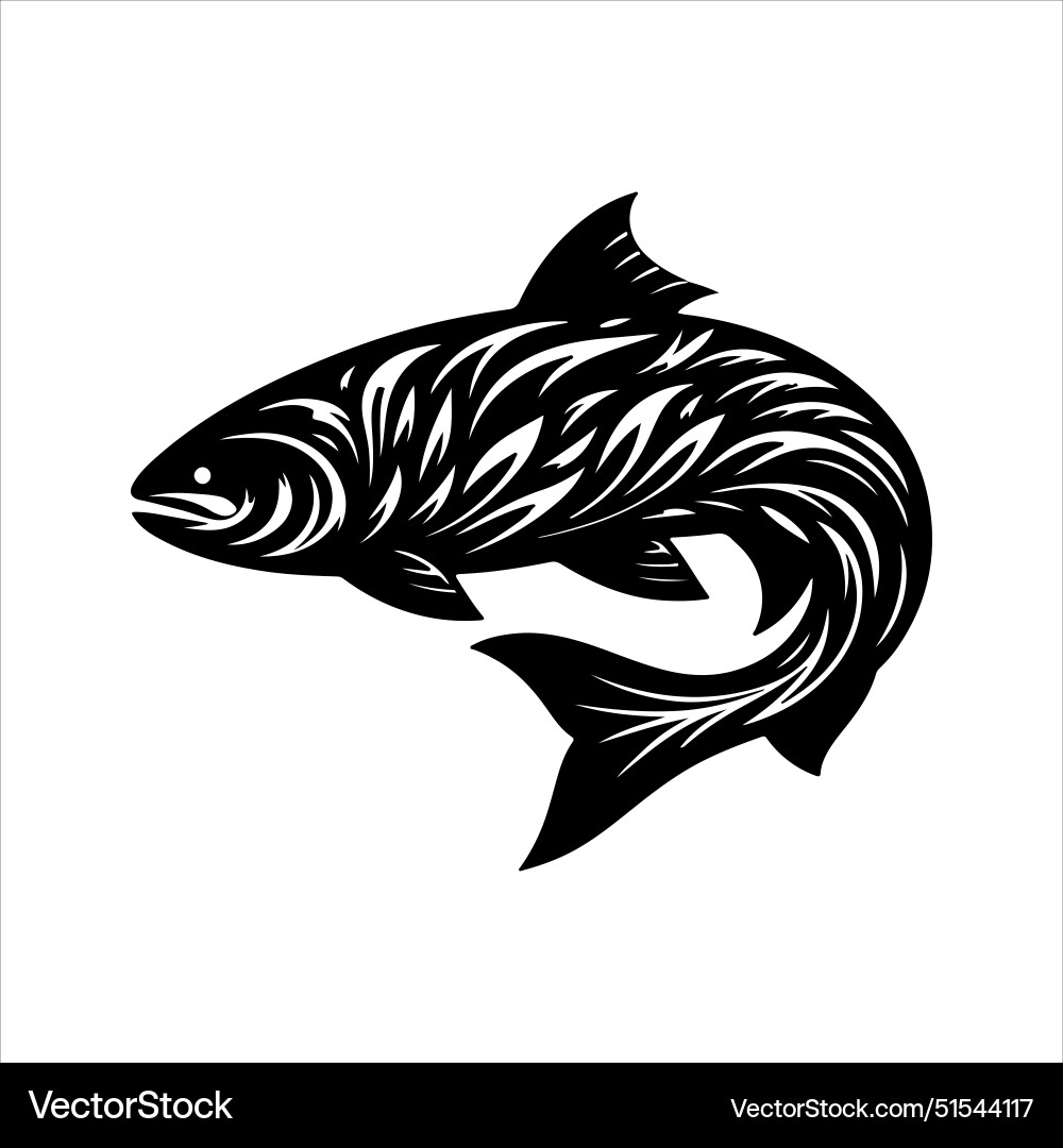 Black and white fish on background Royalty Free Vector Image