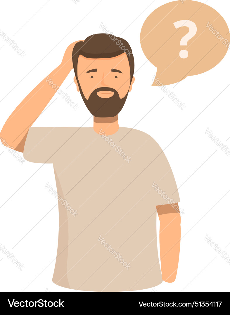 Confused man cartoon with question mark Royalty Free Vector