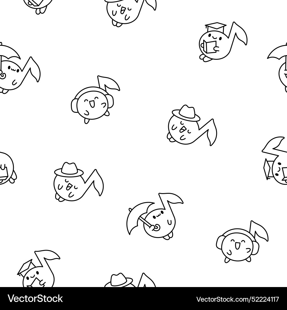 Cute little music note character coloring page Vector Image