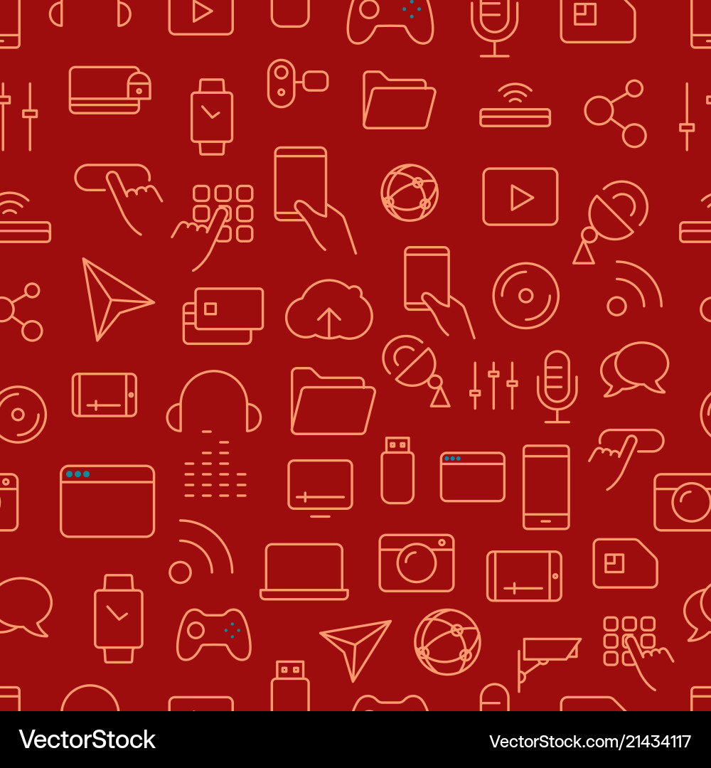 Different tech icons seamless background Vector Image