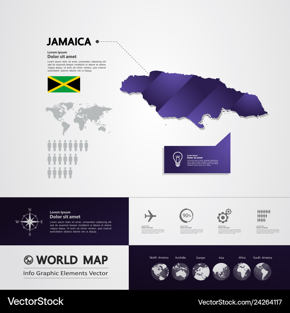 Jamaica map Royalty Free Vector Image - VectorStock