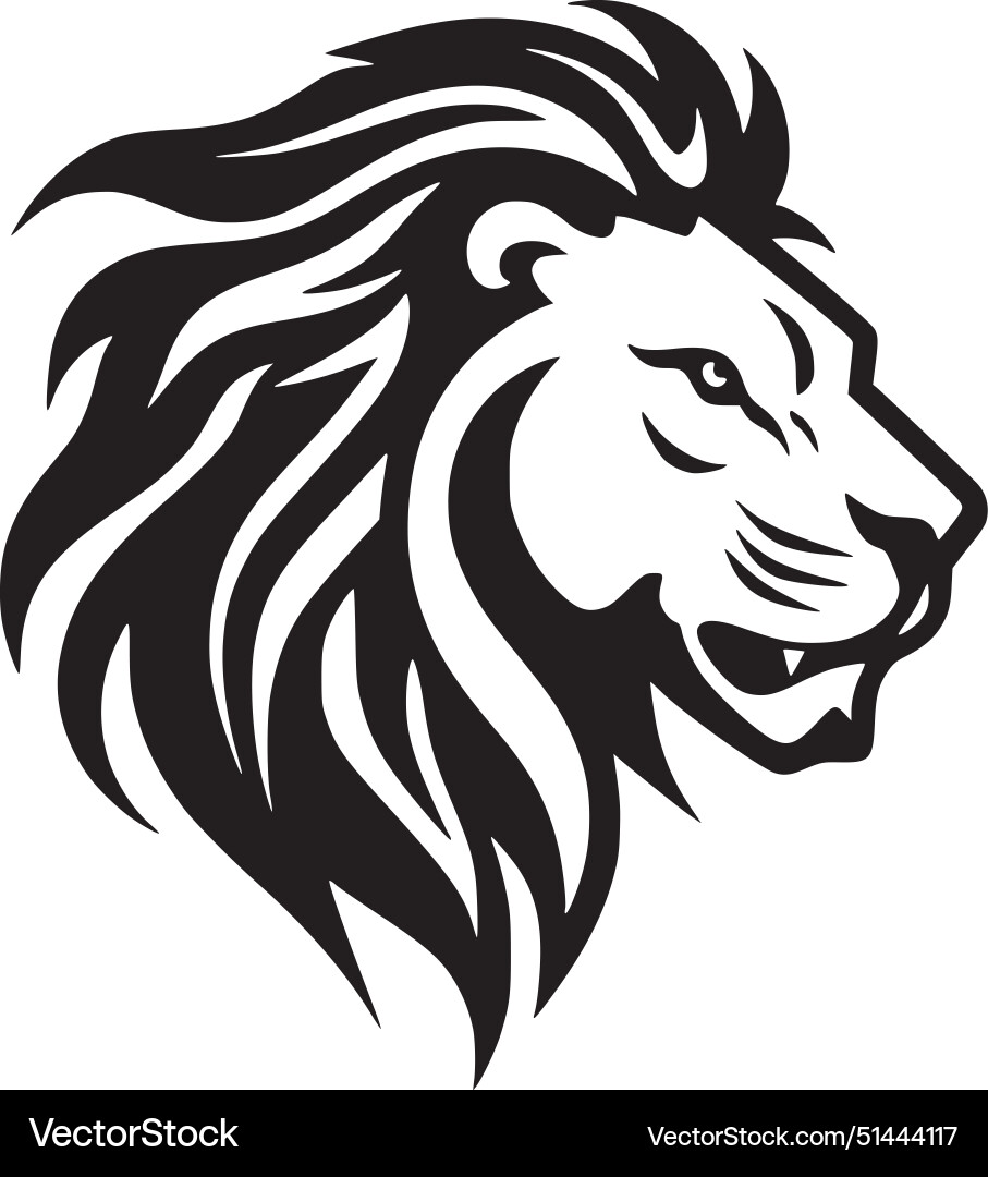 Lion - black and white Royalty Free Vector Image
