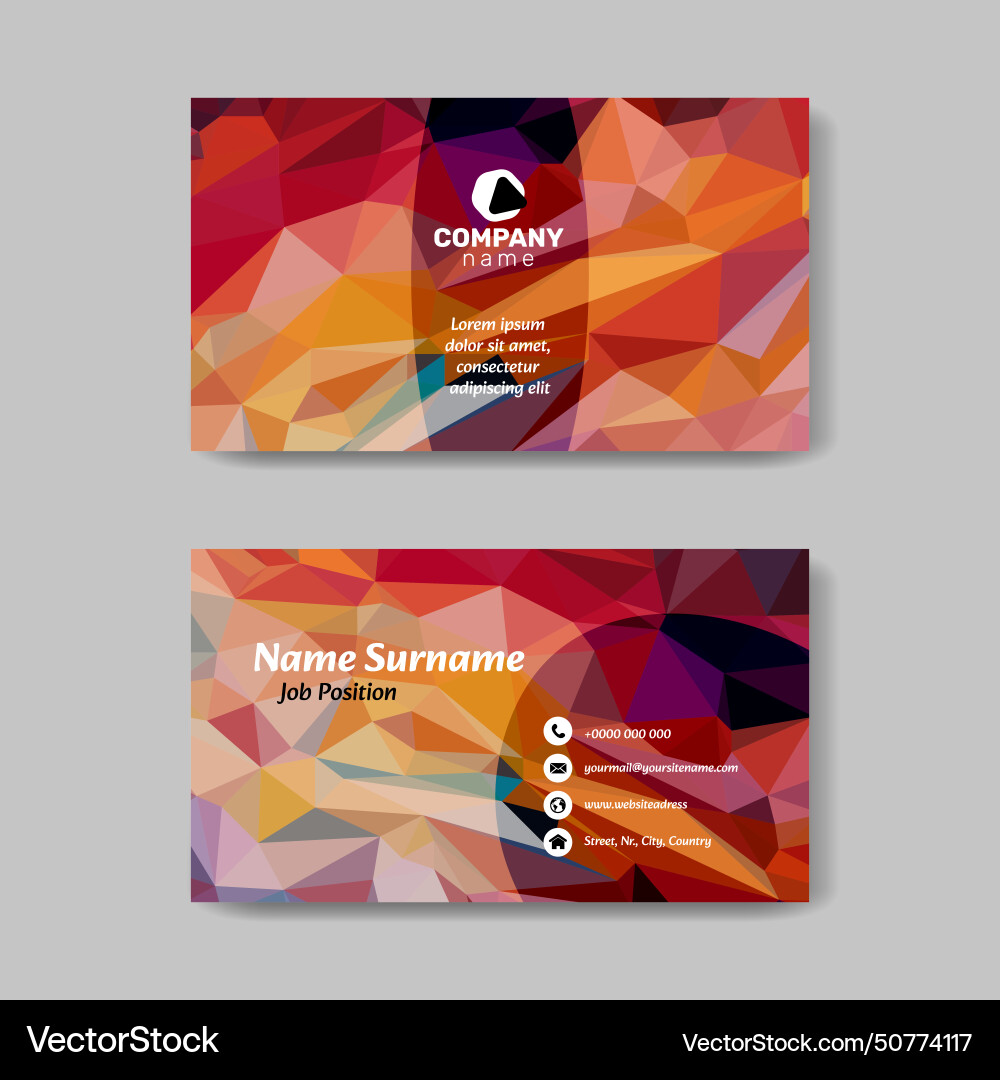 Low poly abstract colorful visit card template Vector Image