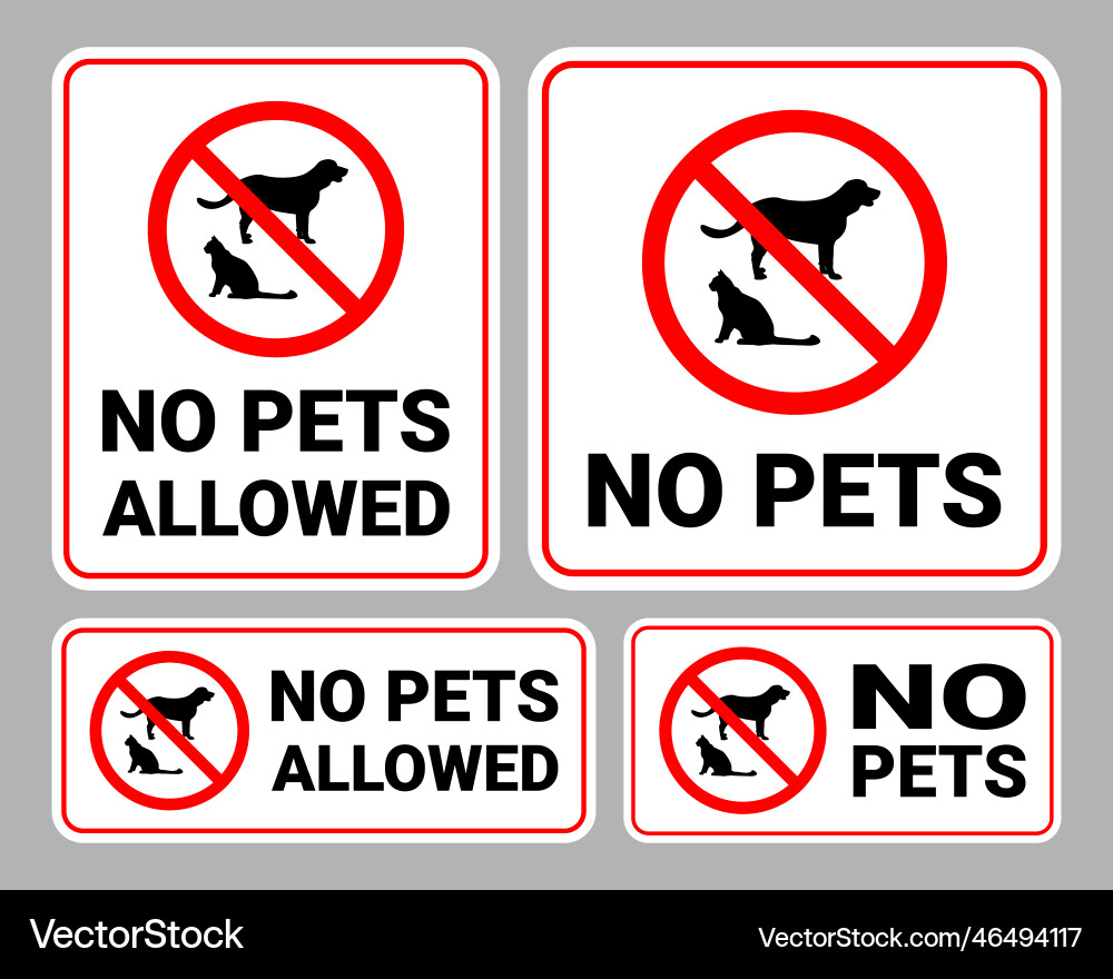 No Pets Signs Collection Royalty Free Vector Image
