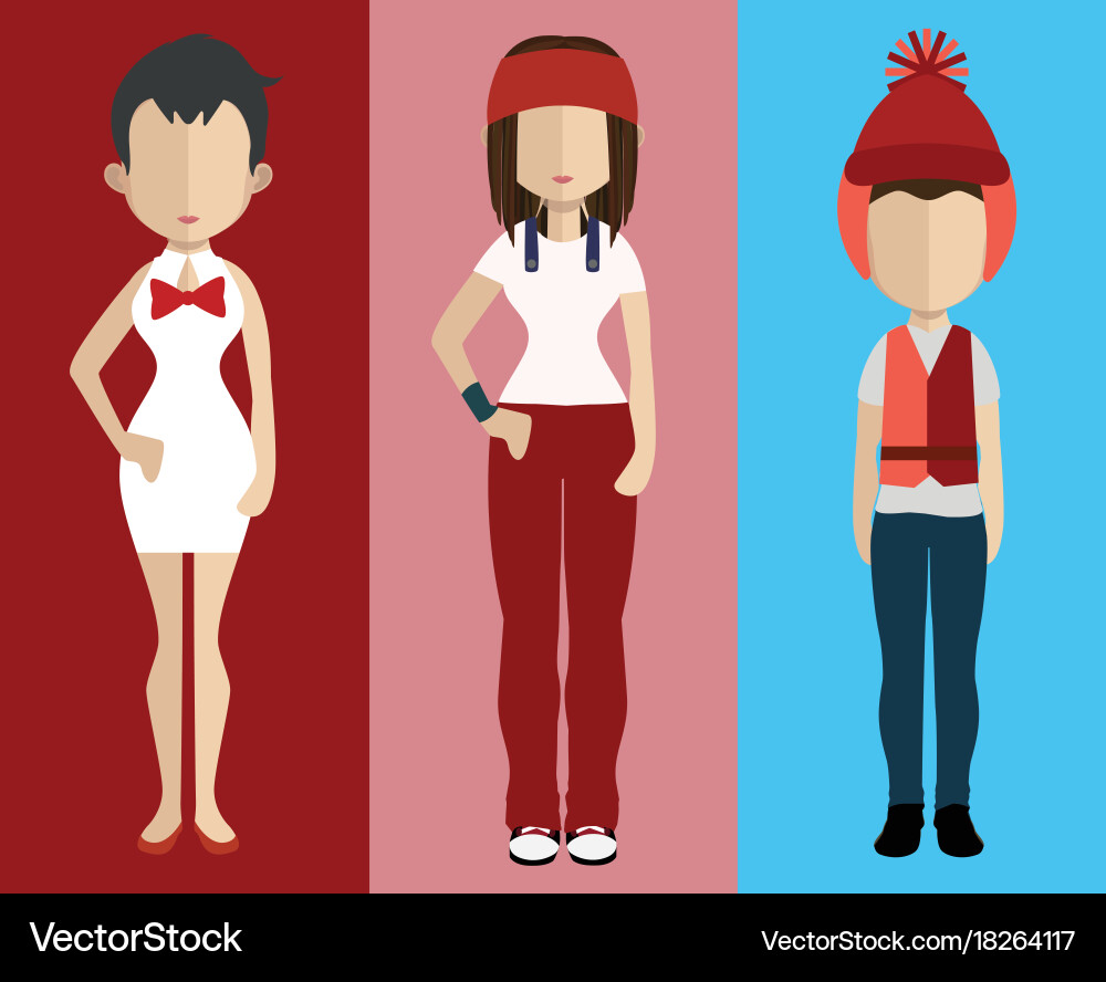 People avatar with full body and torso variations Vector Image