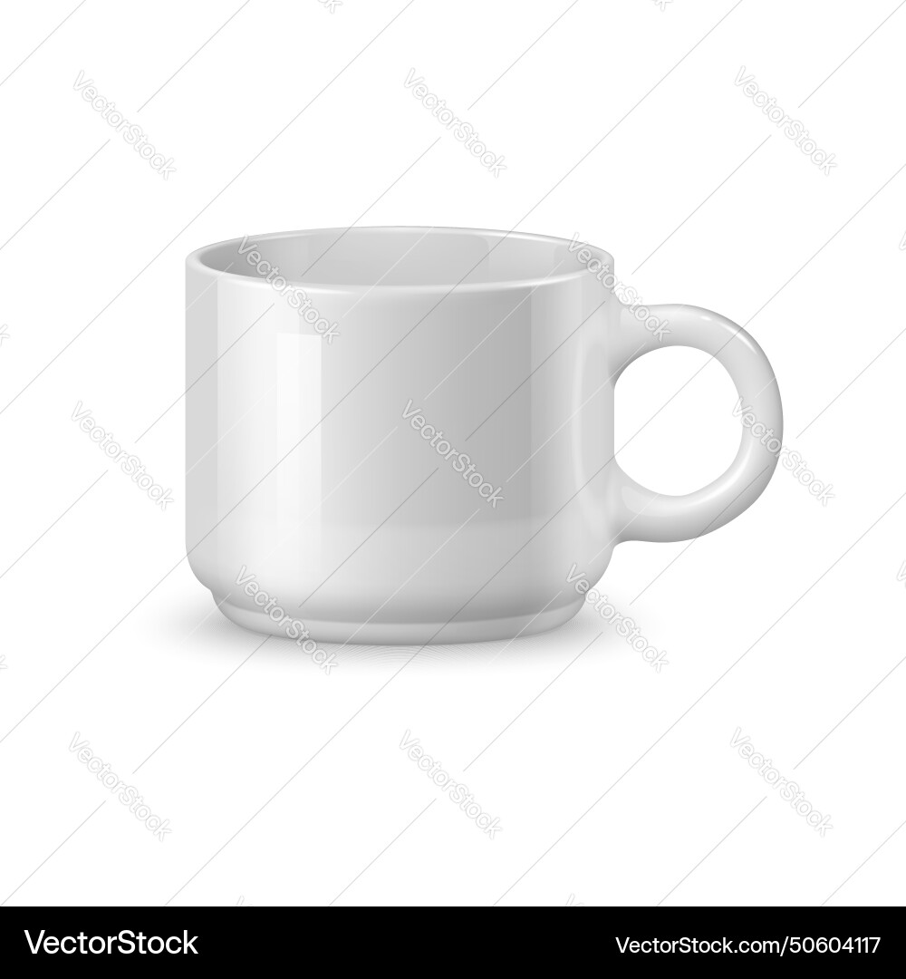 Realistic white ceramic mug low cylindrical cup Vector Image