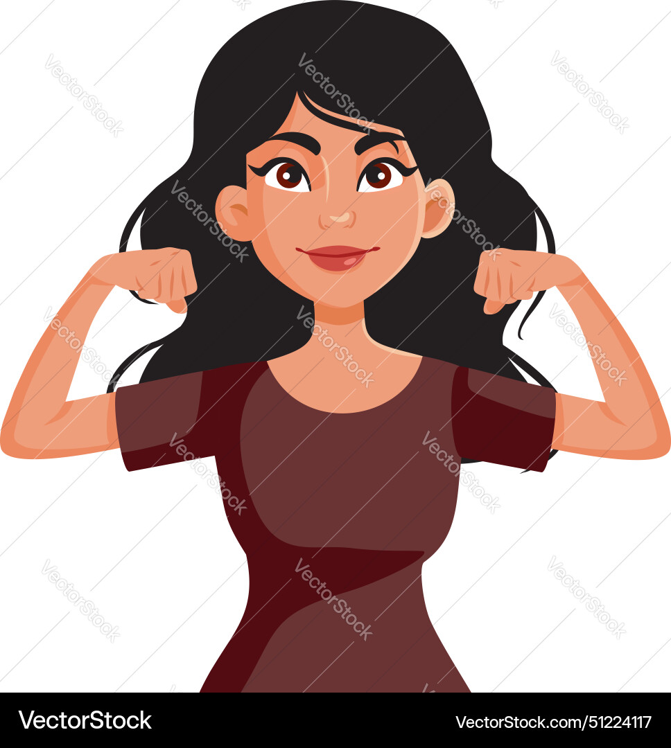 Smiling woman feeling powerful flexing her arms Vector Image