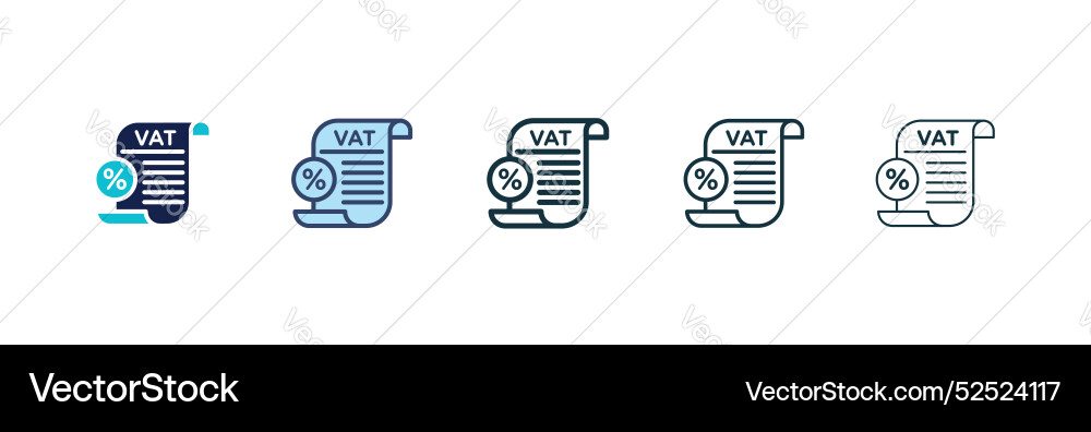 Value added tax vat icon set black filled Vector Image