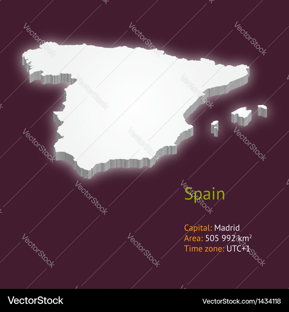 3d map of spain Royalty Free Vector Image - VectorStock