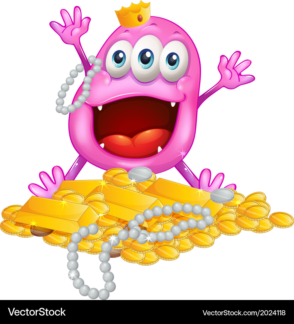 A monster with gold bars and pearls Royalty Free Vector