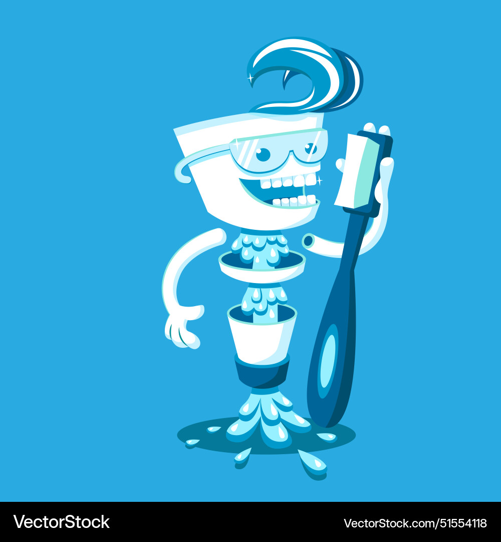 Cute happy smiling toothpaste with toothbrush Vector Image