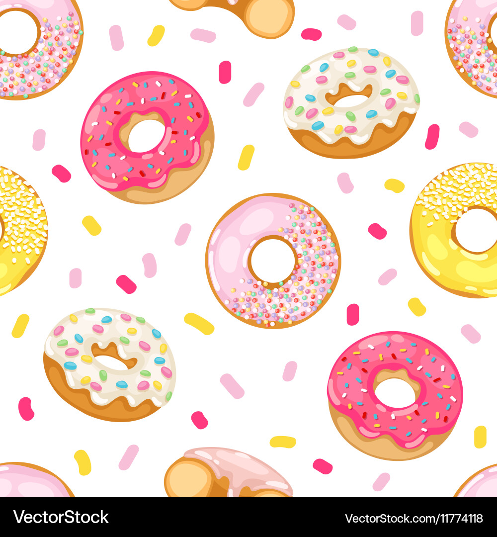 Donuts seamless pattern Royalty Free Vector Image