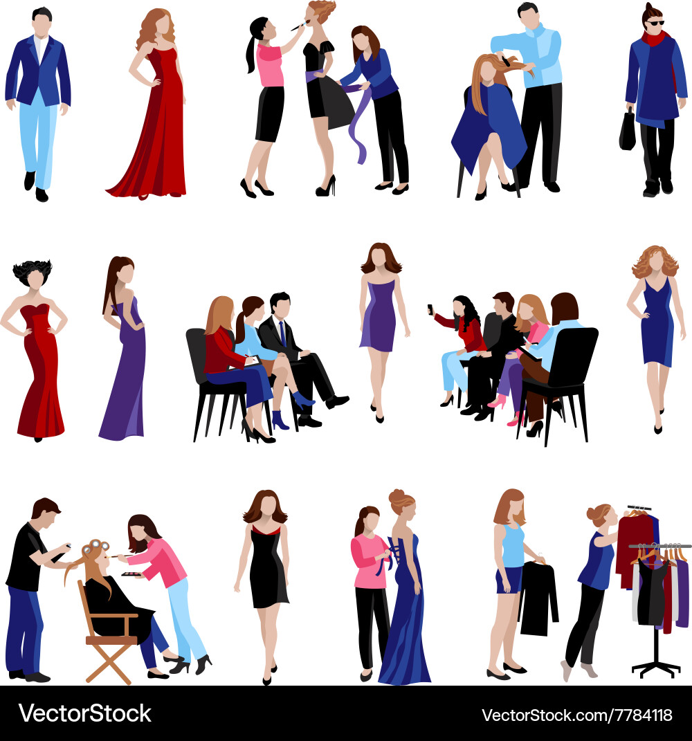 Fashion model catwalk icons Royalty Free Vector Image