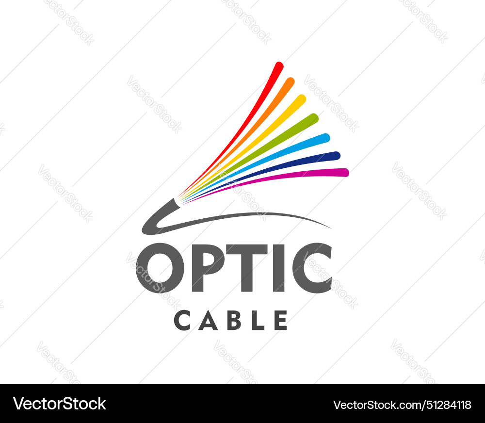 Fiber optic cable rainbow wires telecommunication Vector Image