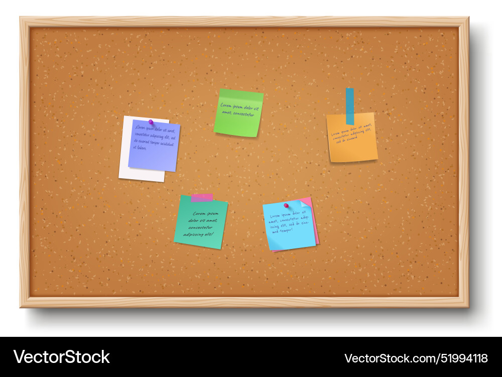 Pinboard with meme stickers realistic Royalty Free Vector