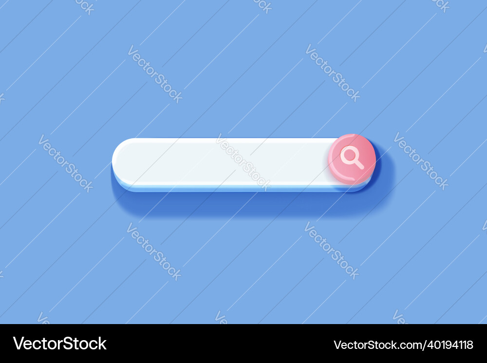 Realistic search bar on blue background Royalty Free Vector