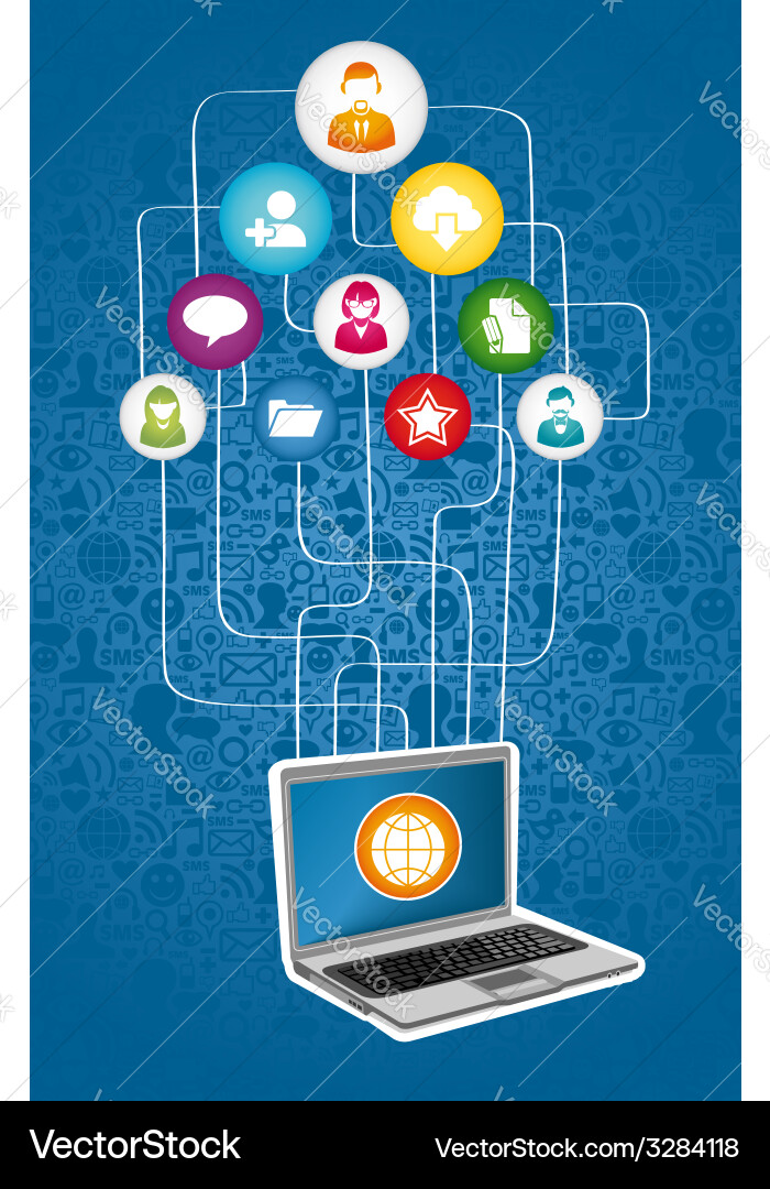 Social media network diagram Royalty Free Vector Image