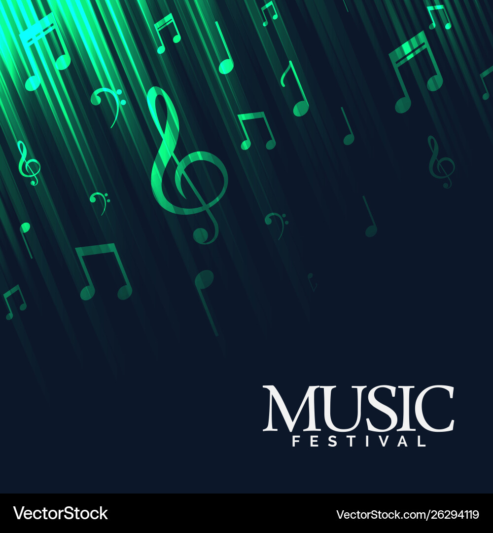 Abstract music background with green neon lights Vector Image