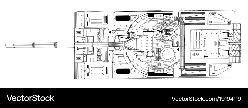 Blueprint of realistic tank Royalty Free Vector Image