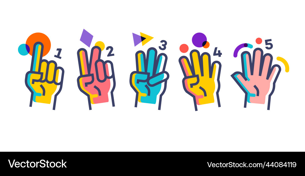 Counting Hands - 1 2 3 4 5 Royalty Free Vector Image