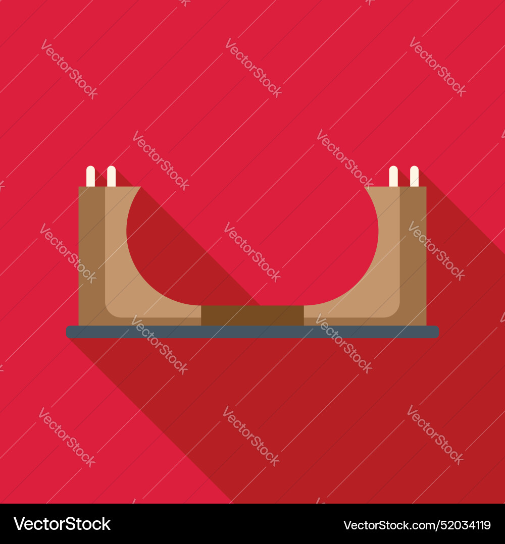 Empty wooden skateboard ramp standing on red Vector Image
