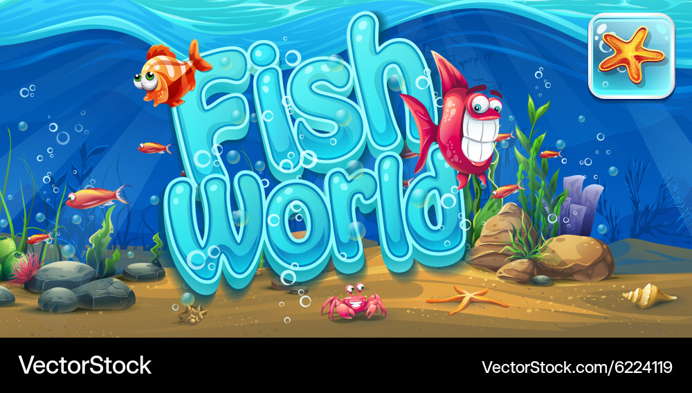 Fish world - horizontal banner icon Royalty Free Vector