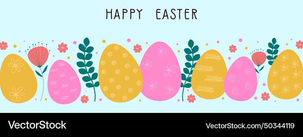 Hand drawn easter pattern cute doodle style Vector Image