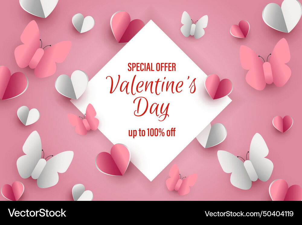 Happy valentines day background with paper cut Vector Image