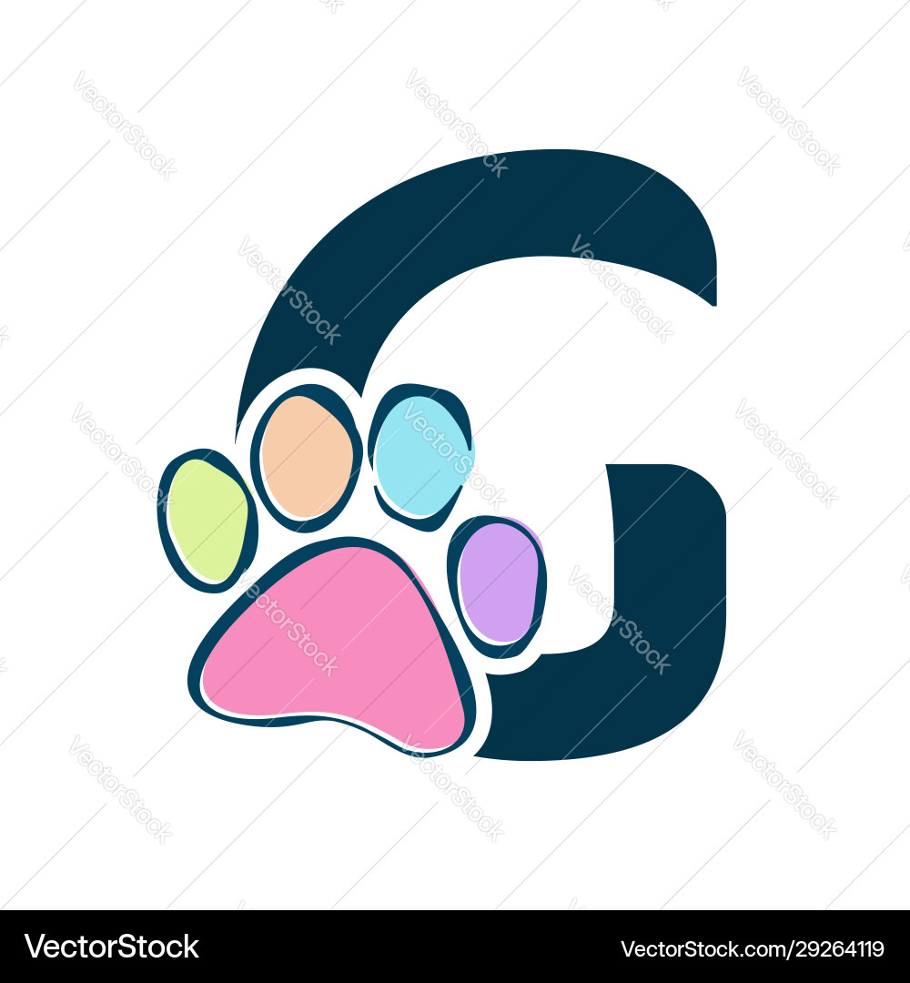 Letter paws g Royalty Free Vector Image - VectorStock