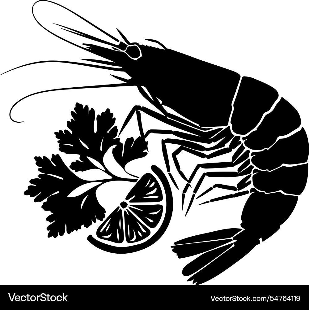Minimalist shrimp silhouette Royalty Free Vector Image